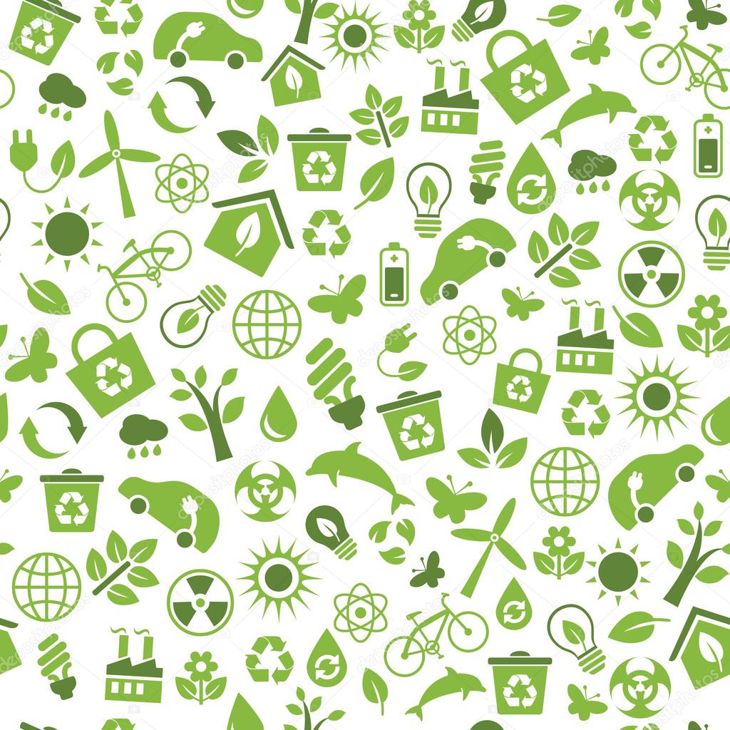 Seamless pattern with vector Eco Icons in flat style Stock Vector Image ...