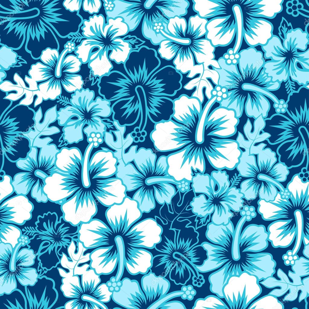 Surf Floral Hibiscus Seamless Pattern Stock Vector Image By