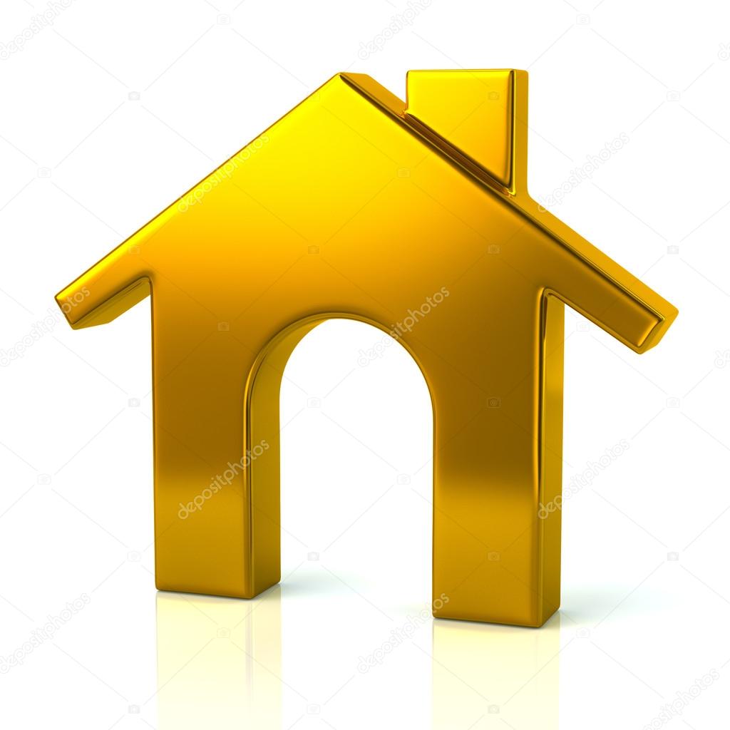 Golden house icon — Stock Photo © valdum #110999612