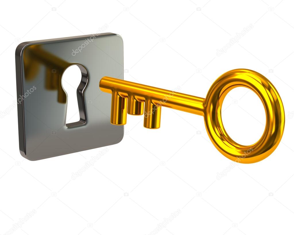 Golden key and silver keyhole Stock Photo by ©valdum 64574959