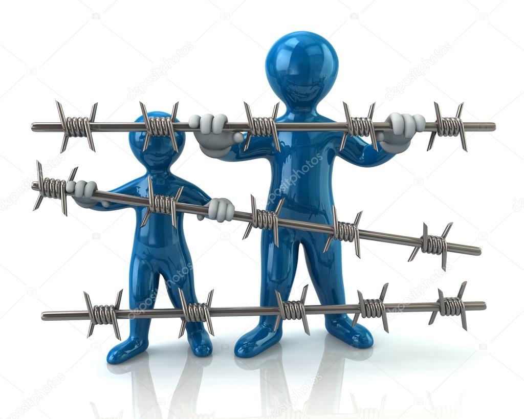 Refugee people behind barbed wire — Stock Photo © valdum #89416546