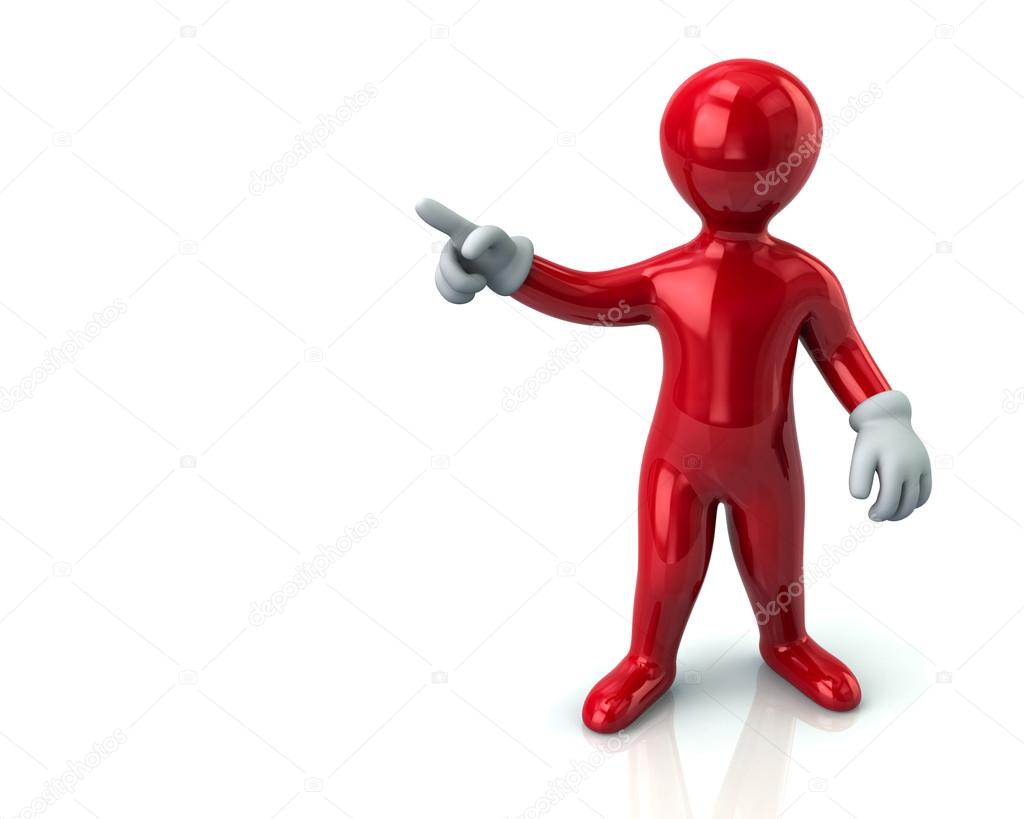 Red man pointing with finger — Stock Photo © valdum #95296880