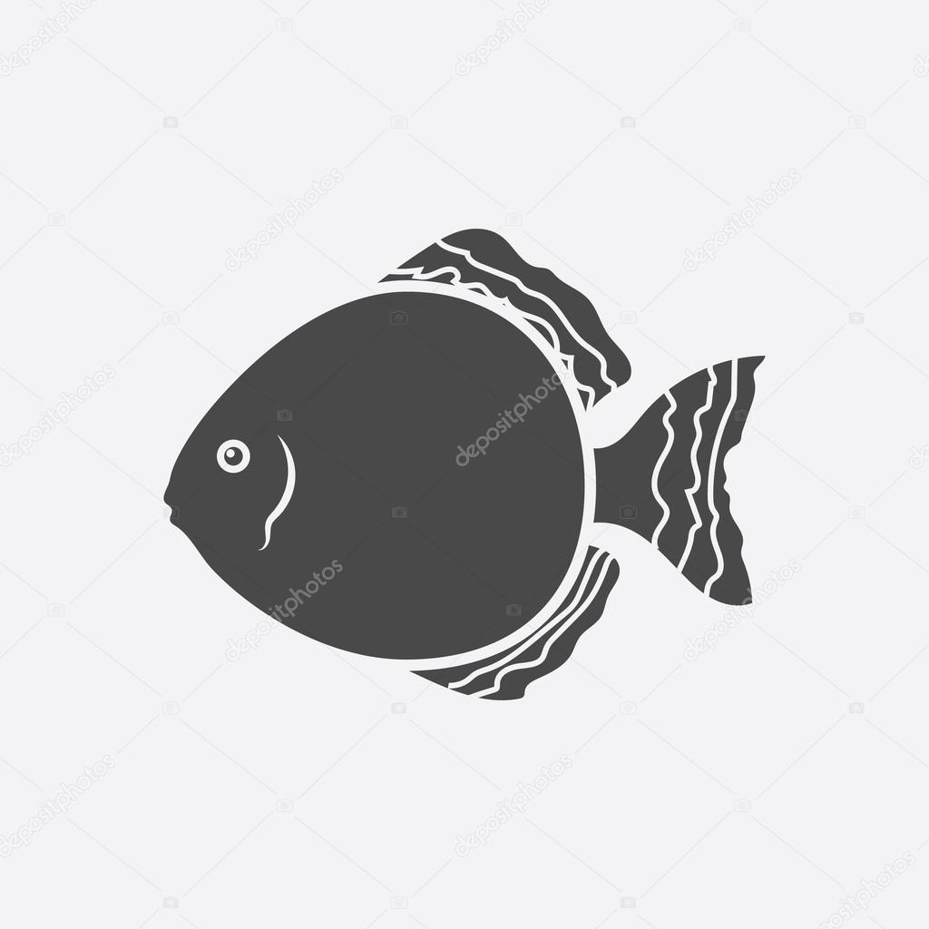 Discus fish icon black simple. Singe aquarium fish icon from the sea ...