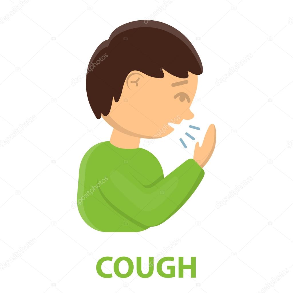 Kartun ikon batuk. Ikon sakit tunggal dari sakit besar, penyakit ...