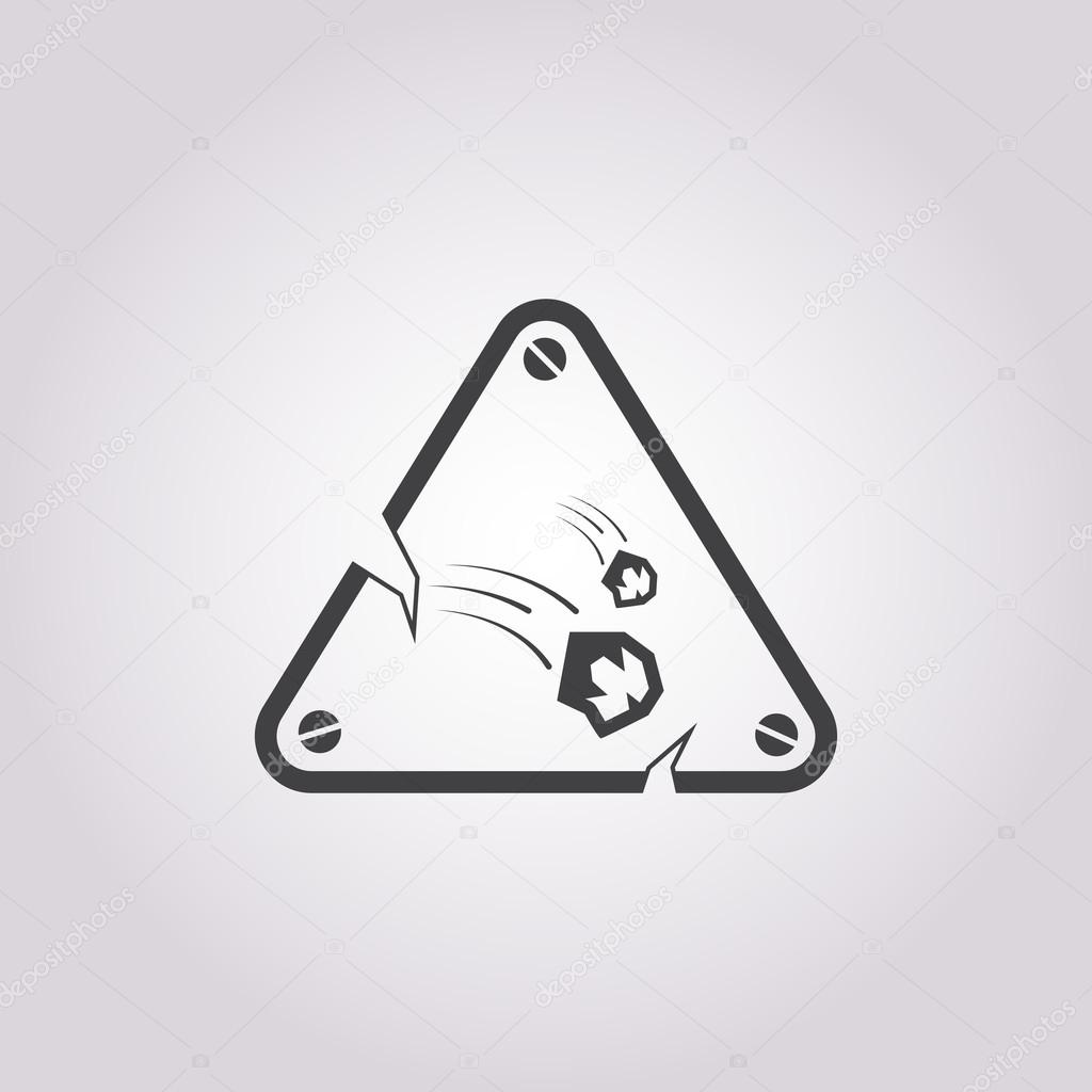 Rockfall warning icon on white background Stock Vector Image by ...