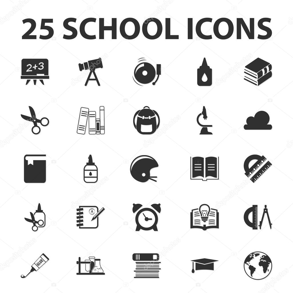 School, education, teaching 25 black simple icons set for web Stock ...