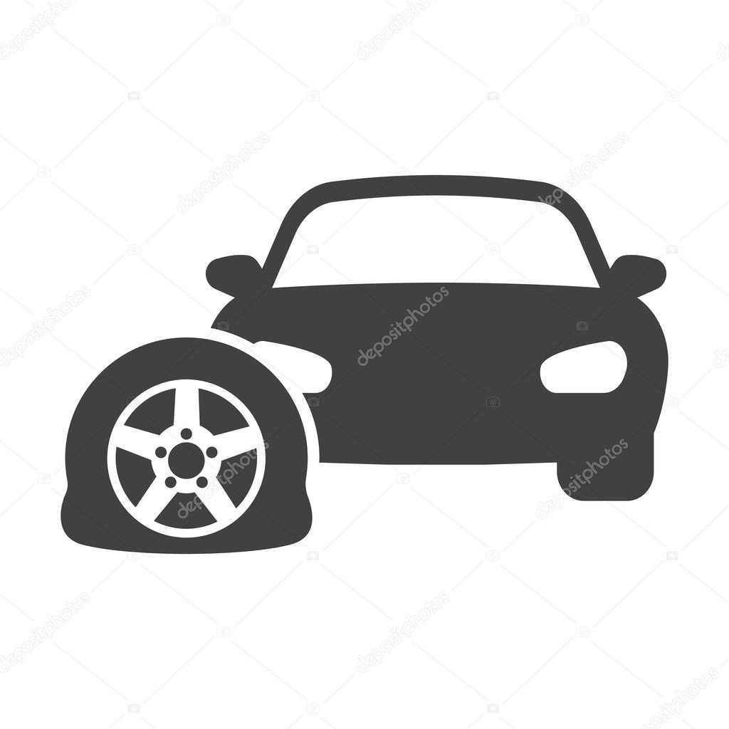 Car punctured tire black simple icon on white background for web Stock ...