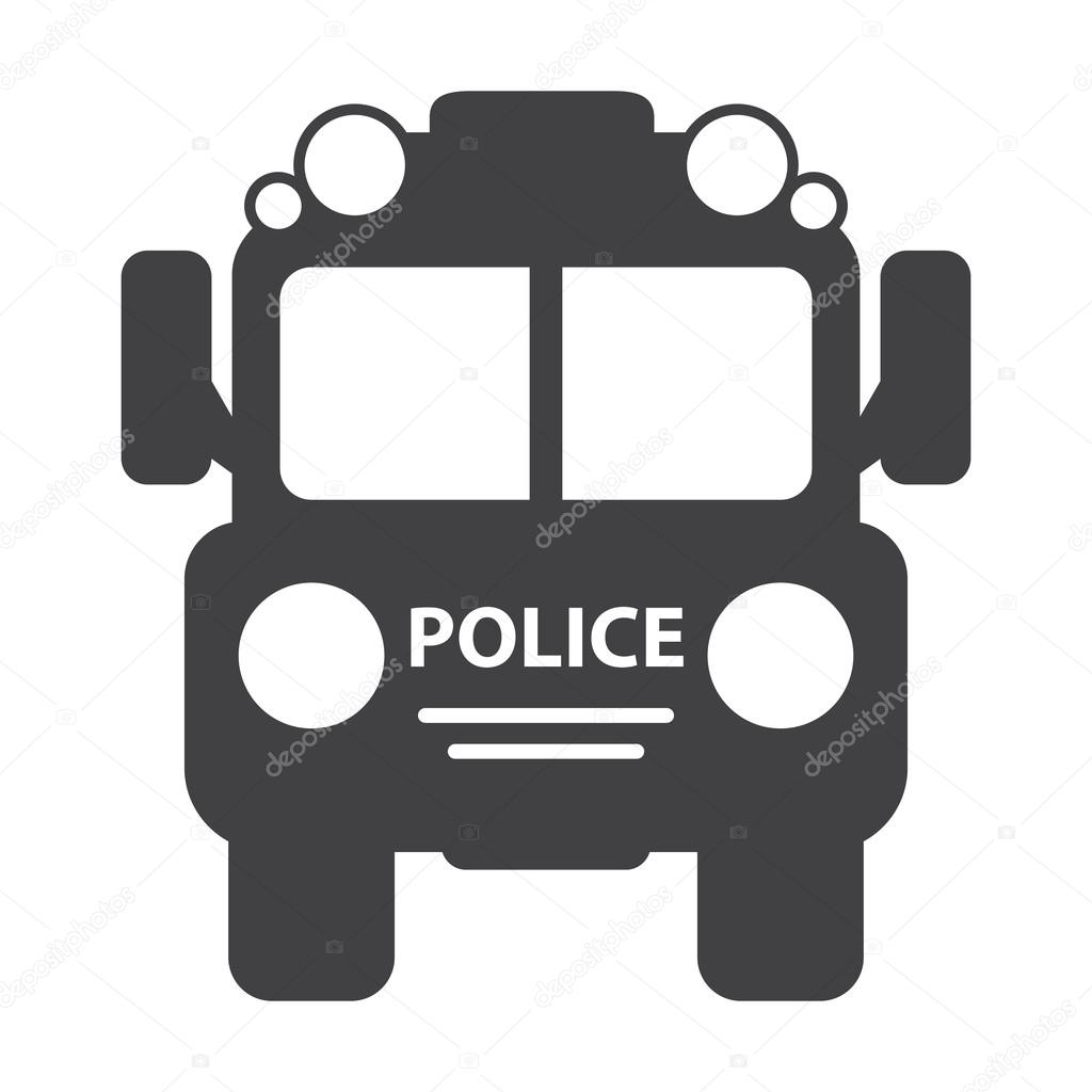 Police bus black simple icon on white background for web ⬇ Vector Image ...