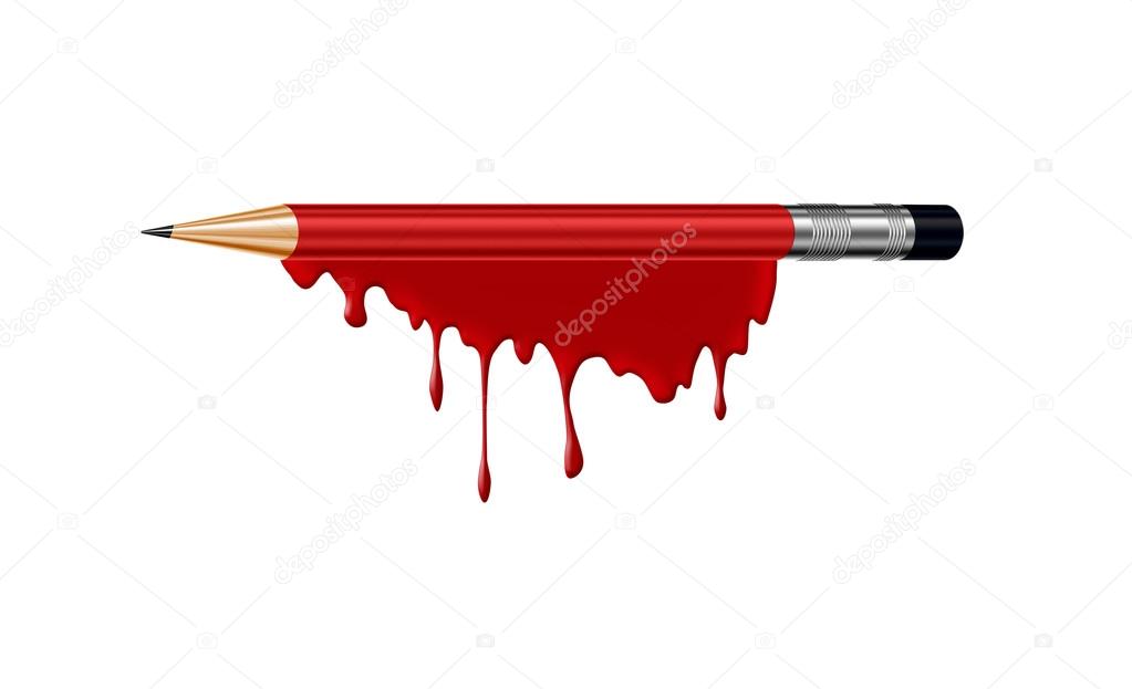 Pencil in blood with I am Charlie (french) text as a symbol of C ...