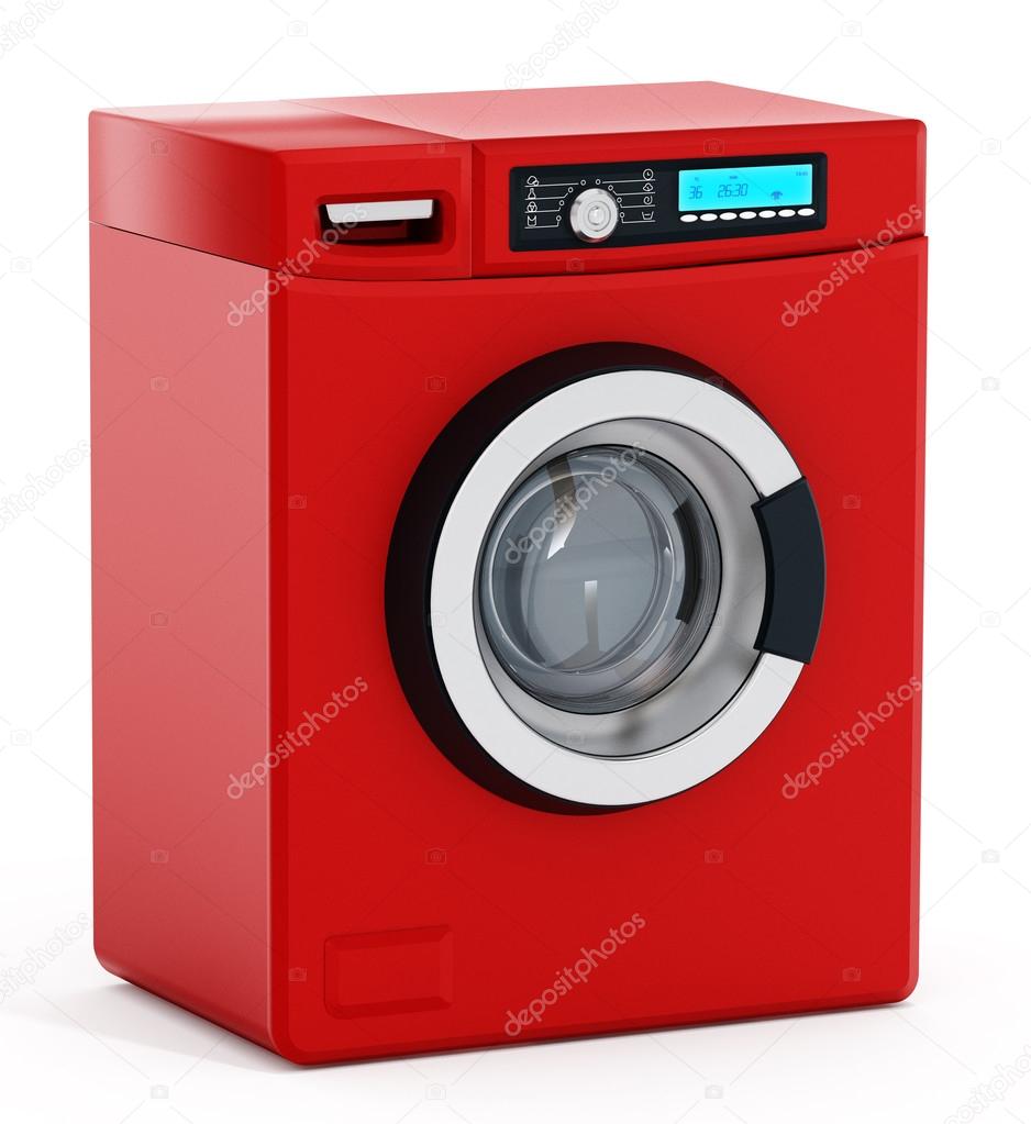 Red washing machine Stock Photo by ©destinacigdem 105600112