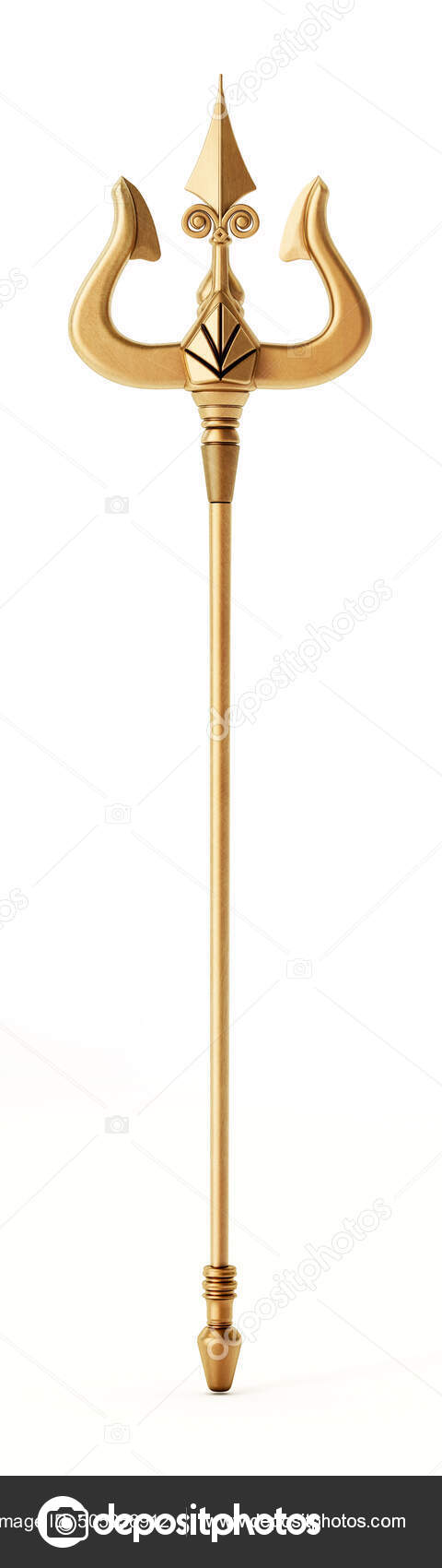Golden Trident Isolated White Background Illustration Stock Photo by ...