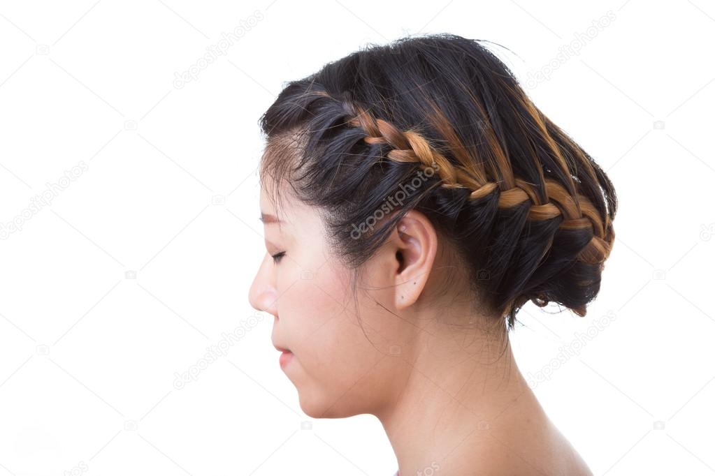 Long hair braid style isolated on white background Stock Photo by ...