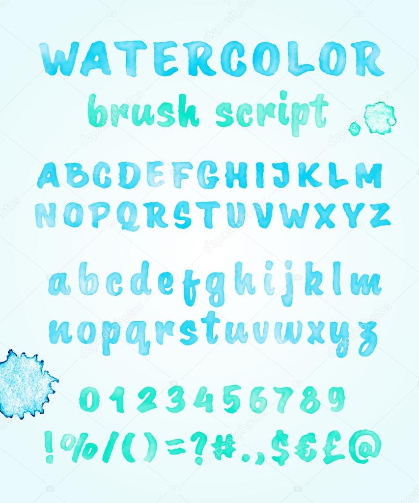 Calligraphic watercolor alphabet Stock Vector by ©tortugastudio 114972170