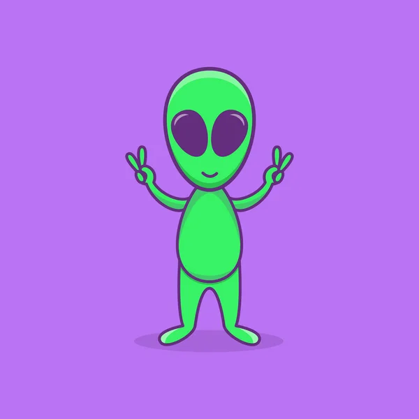 Feliz de dibujos animados poco alien saludando y sonriendo imágenes de ...