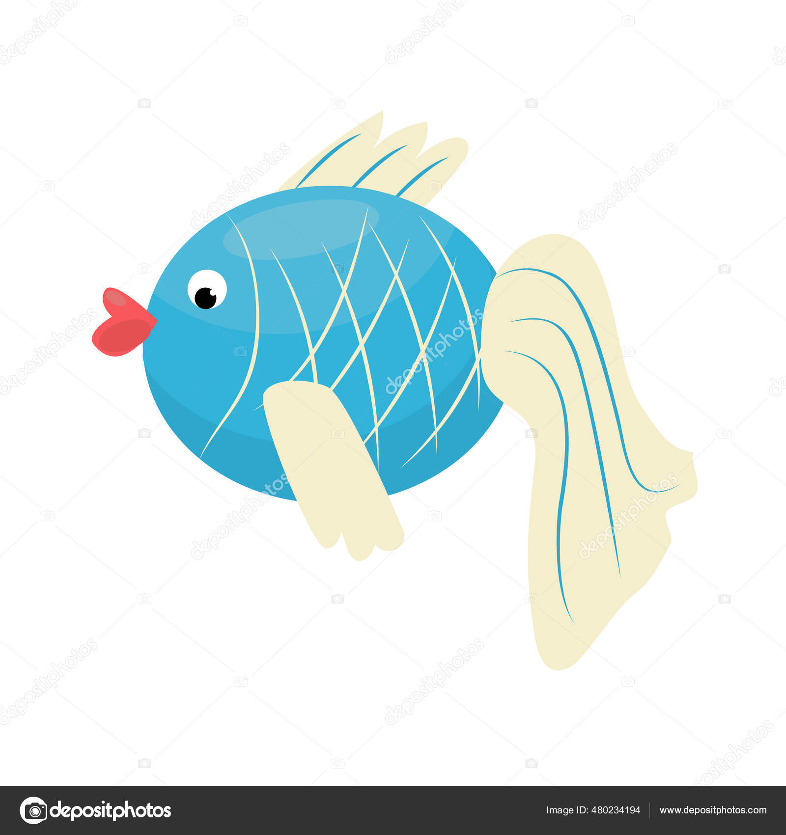 Beautiful Blue Fish Icon Isolated Vector Illustration Stock Vector by ...