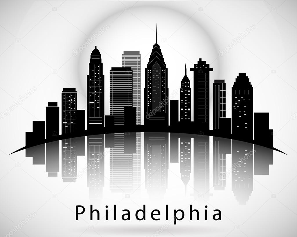 Philadelphia silhouette, Pennsylvania United States of America. City ...