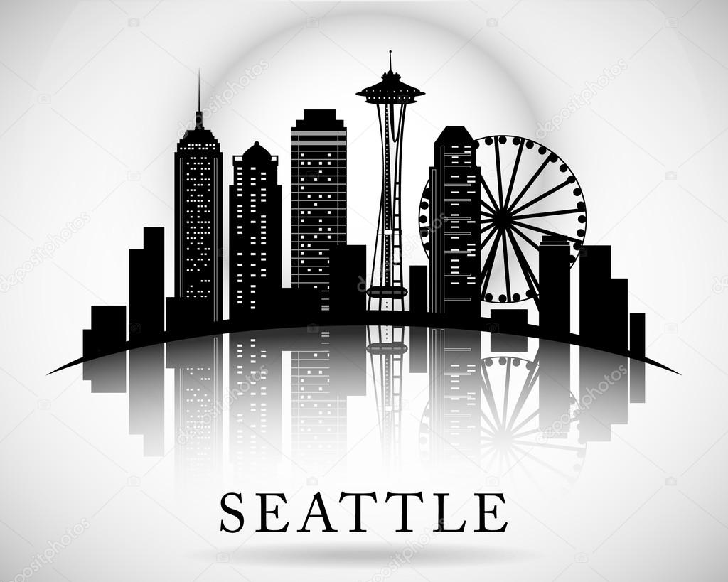 Seattle city skyline. Vector city silhouette Stock Vector Image by ...