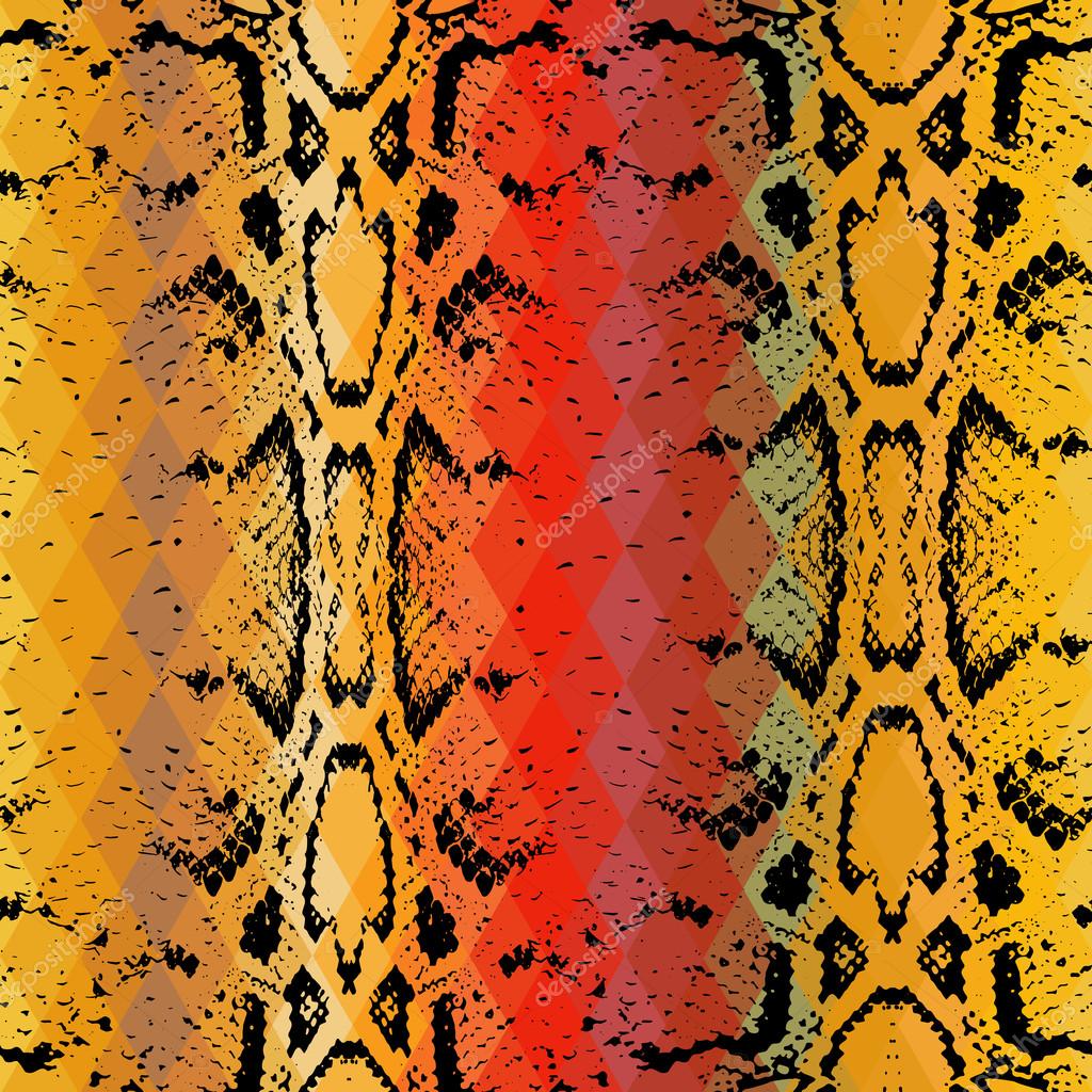 Snake skin texture with colored rhombus. Geometric background. Seamless ...