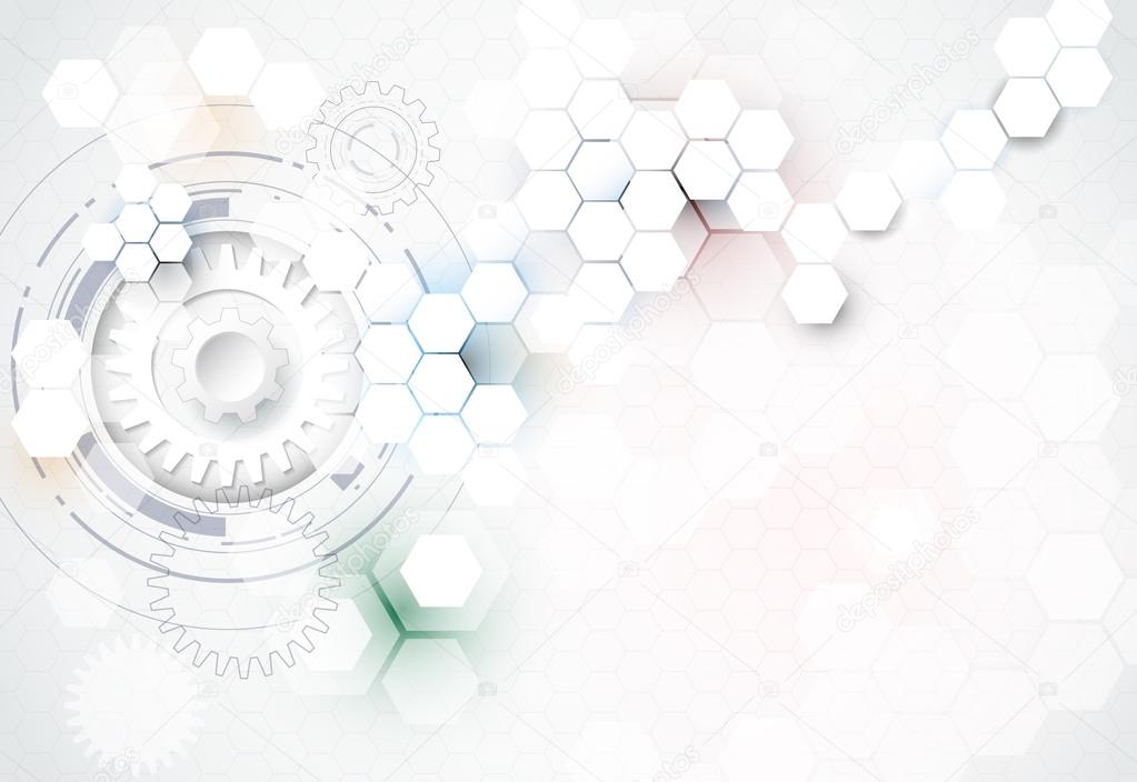 Vector illustration gear wheel, hexagons and circuit board, Hi-tech ...
