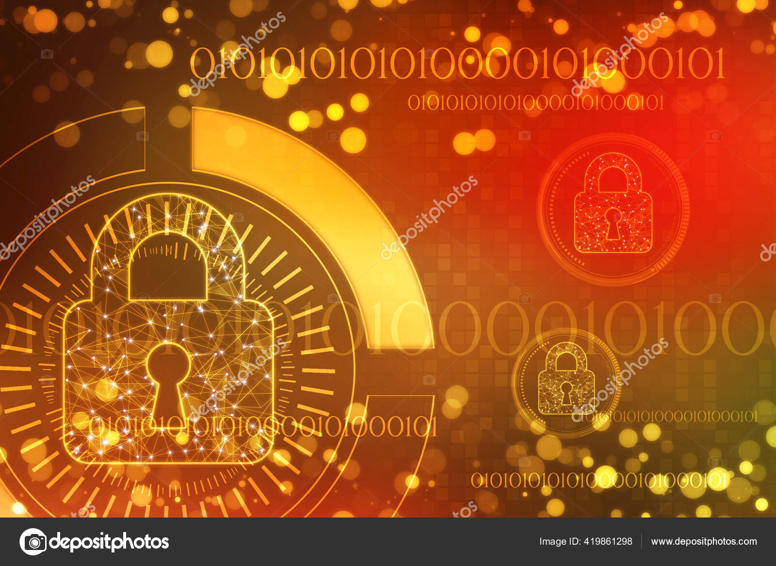 Closed Padlock Digital Background Technology Security Concept Modern ...