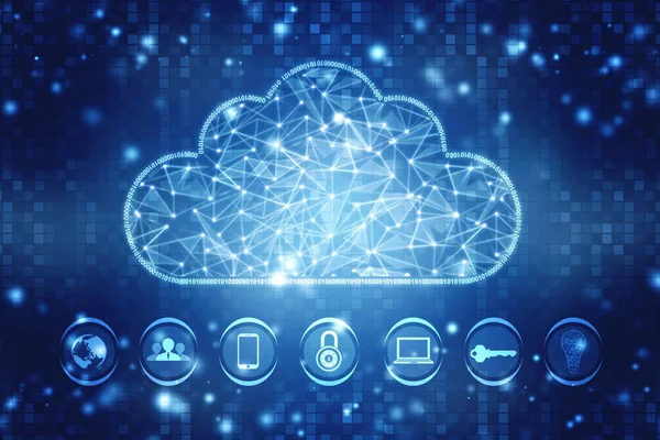 2d illustration of Cloud computing, Cloud Computing Concept, Cloud computing technology internet ...