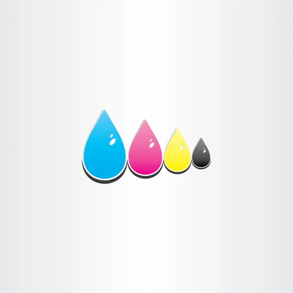 Ink drops in CMYK colors - cyan, magenta, yellow, key. Print design ...