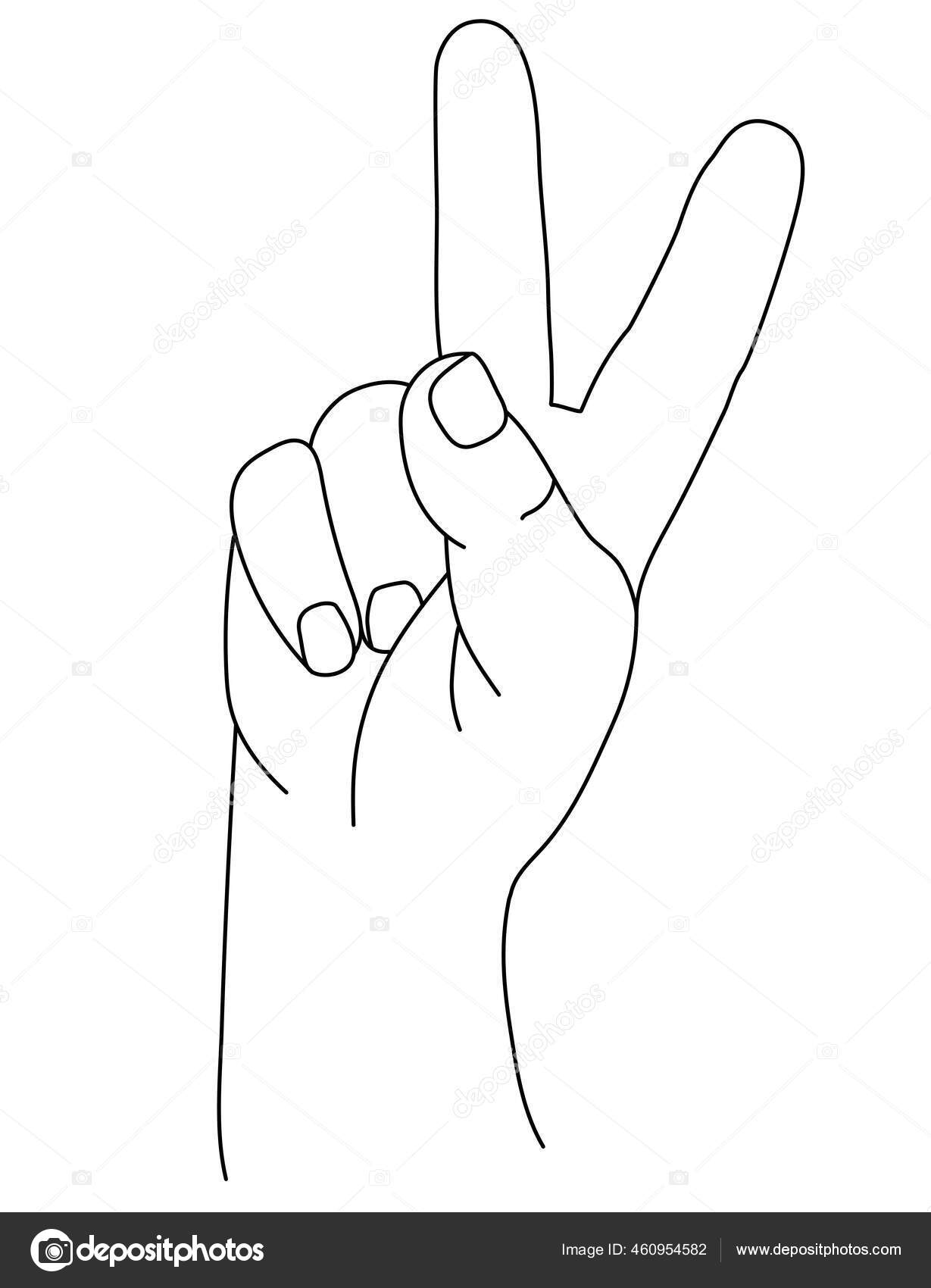 Hand gesture. The mans hand shows two fingers. Gesture number two ...