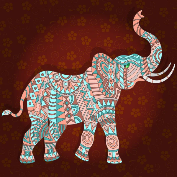 Illustration of abstract red elephant on white background, isolate ...