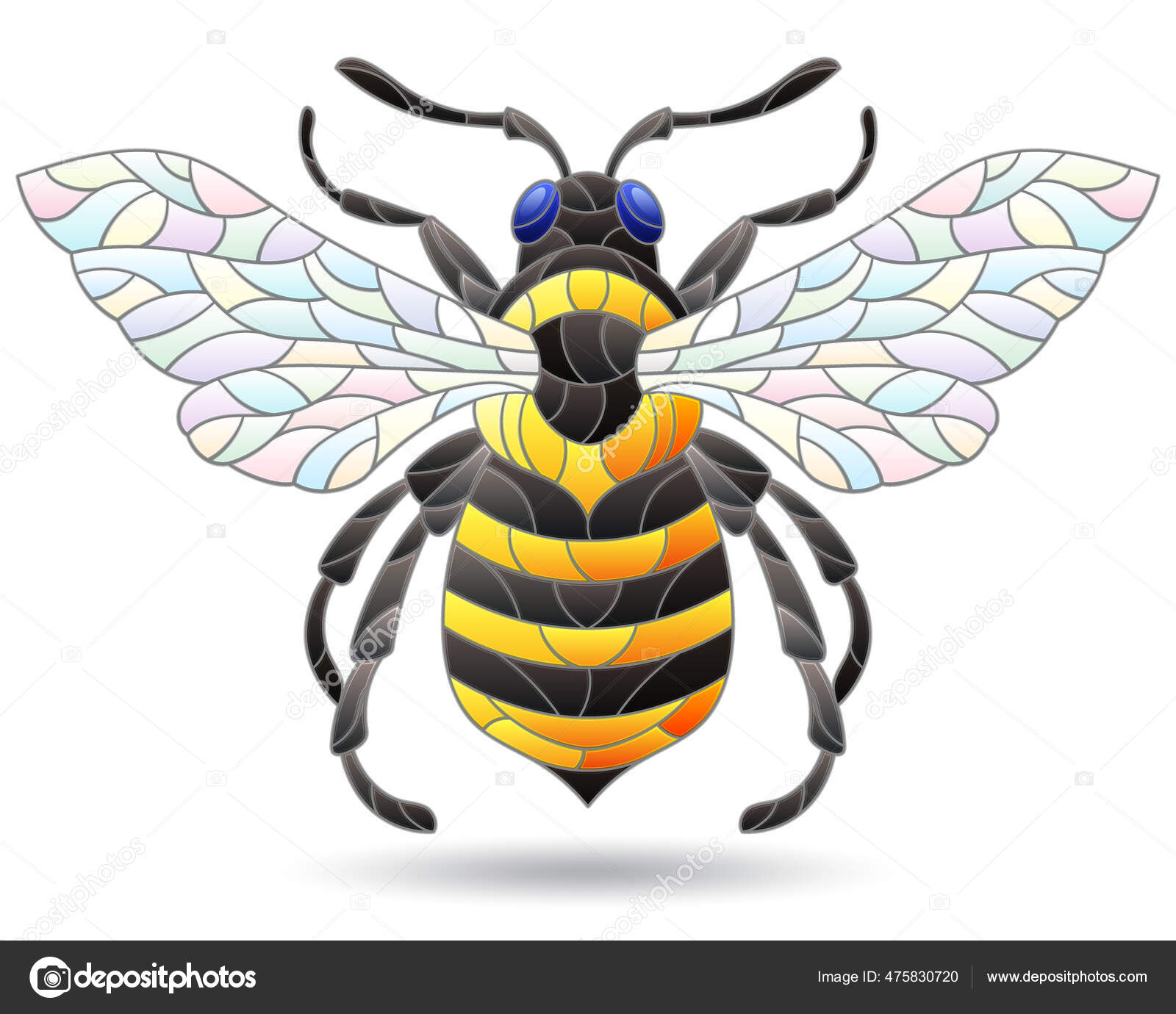 Ilustración Estilo Vitral Con Una Abeja Abstracta Animal Aislado Sobre ...