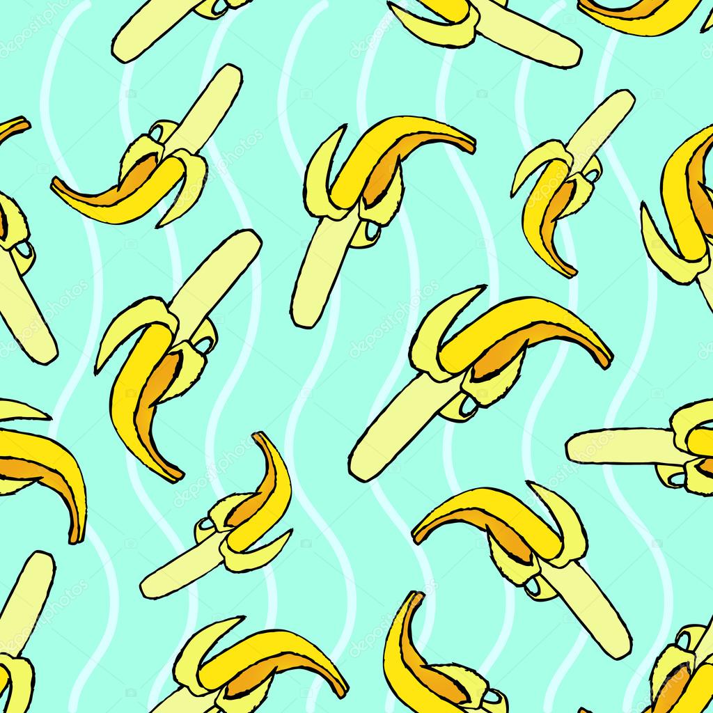 Banana seamless pattern. Blue background. Stock Vector Image by ...