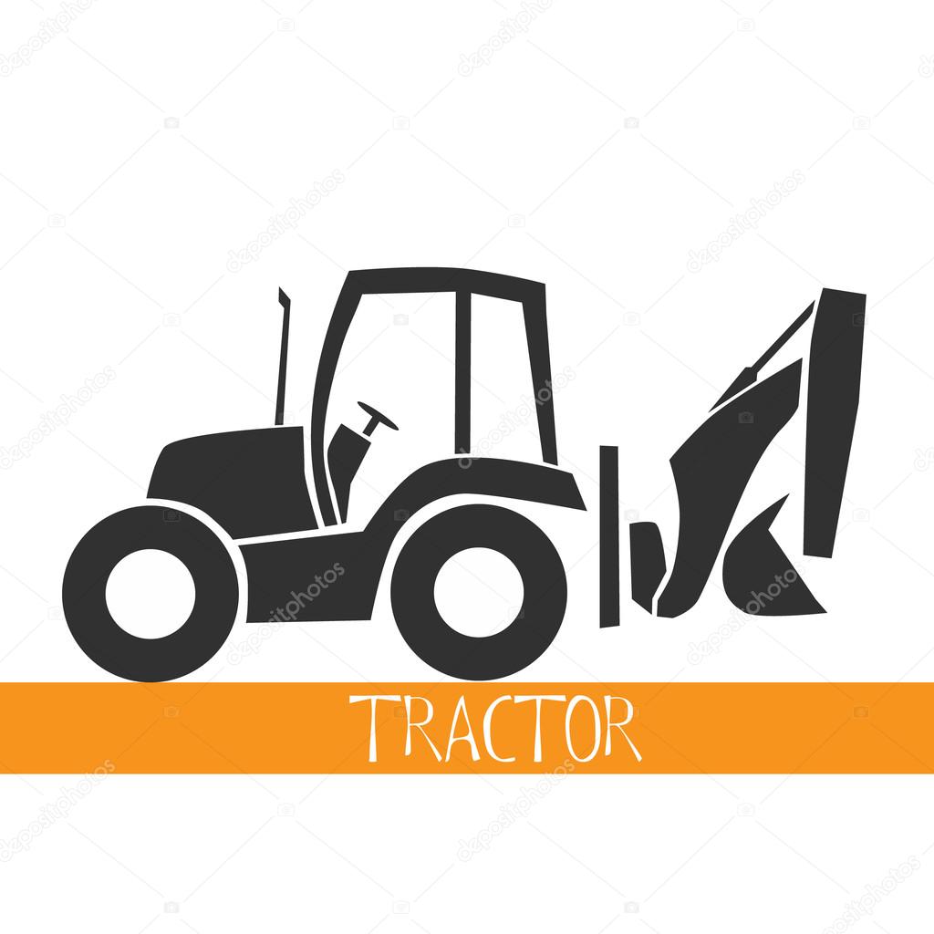 Tractor retroexcavadora icono vector negro macro agricultor máquina ...