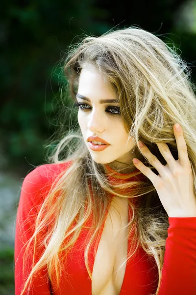 Sexy young woman with long hair — Stock Photo © Tverdohlib.com #219266198