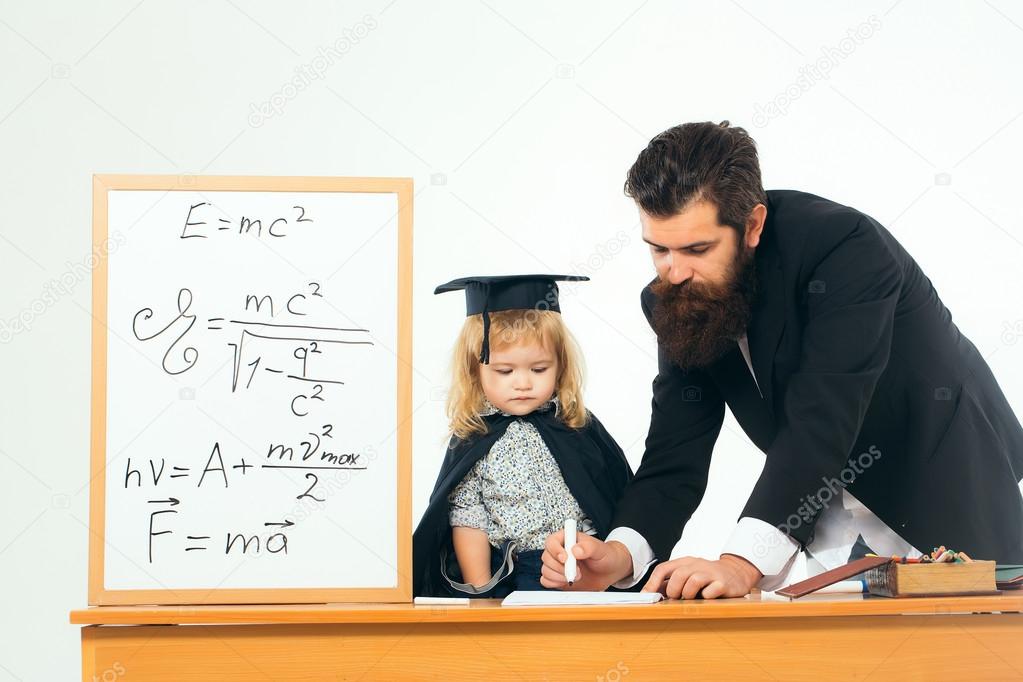 Man professor writing with child Stock Photo by ©Tverdohlib.com 120114920