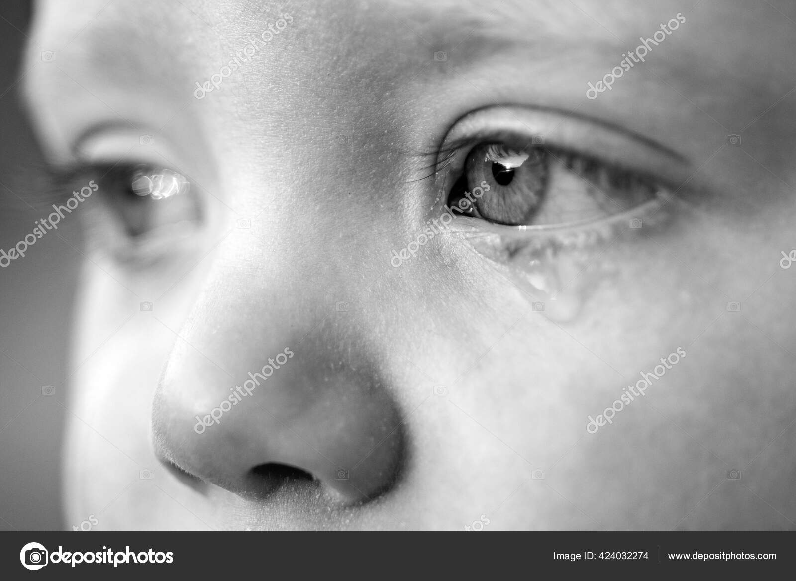 Cry baby with sky blue eyes. Little tender baby boy crying. Eye drop ...