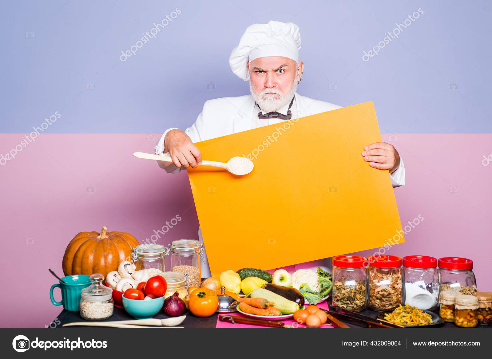 Man mature cook posing cooking apron. Fine recipe. Chief cook and ...