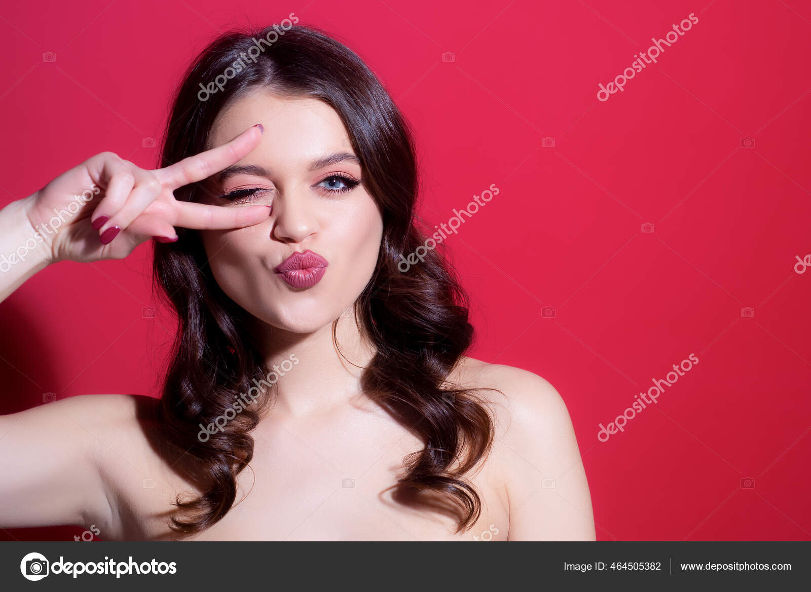 Sexy Winking Girl Woman Portrait People Positive Emotions Concept