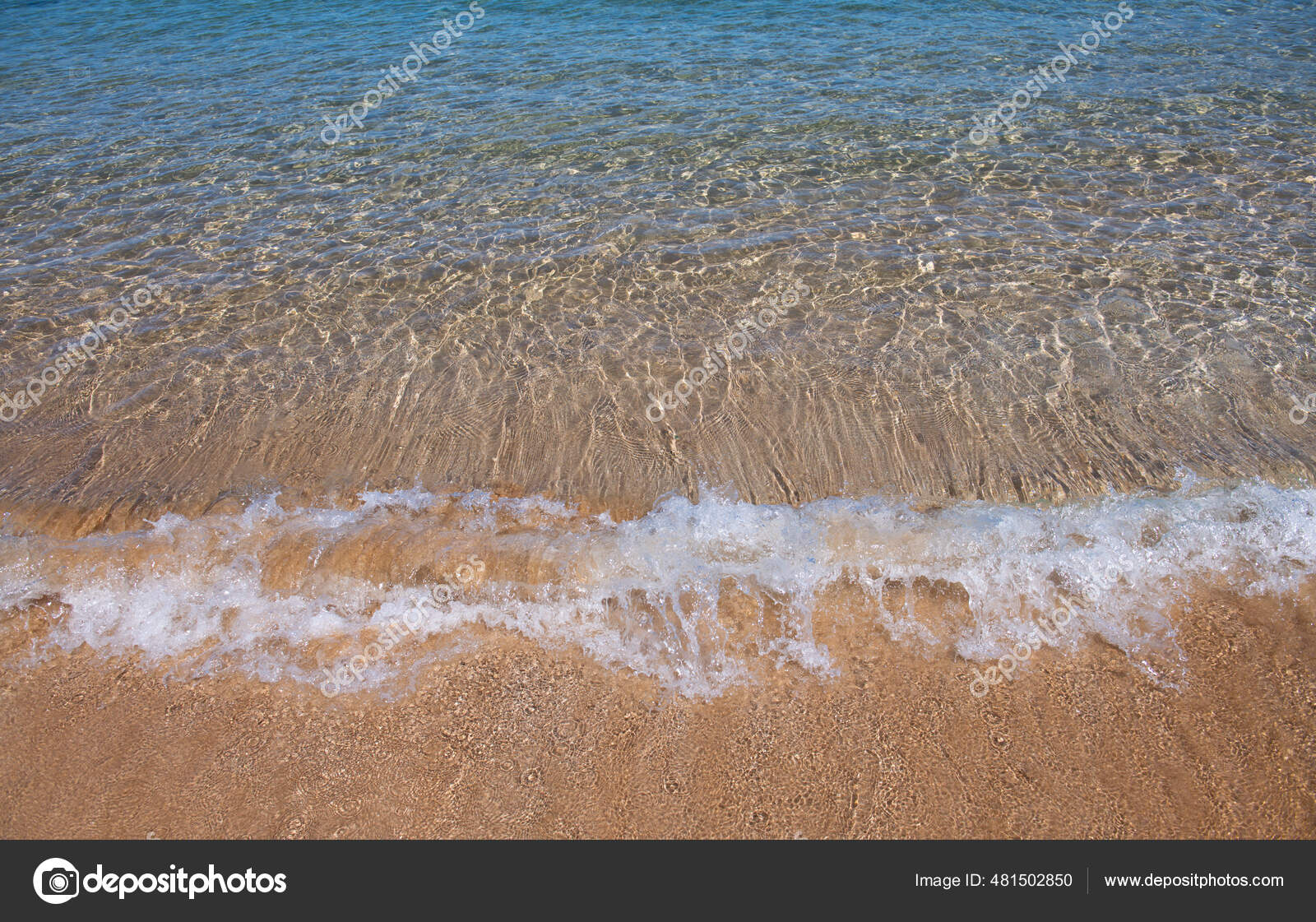 Calm sea beach background. Summer tropical beach with sand. Ocean water ...