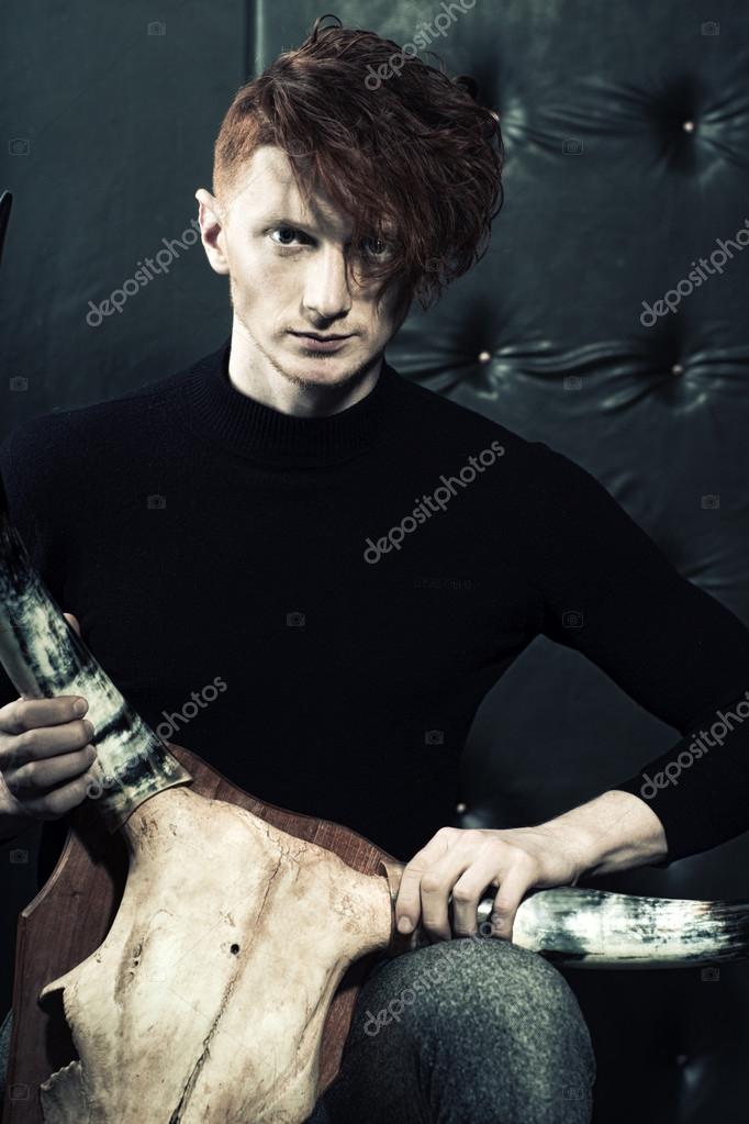 Young man with animal head — Stock Photo © Tverdohlib.com #82825630