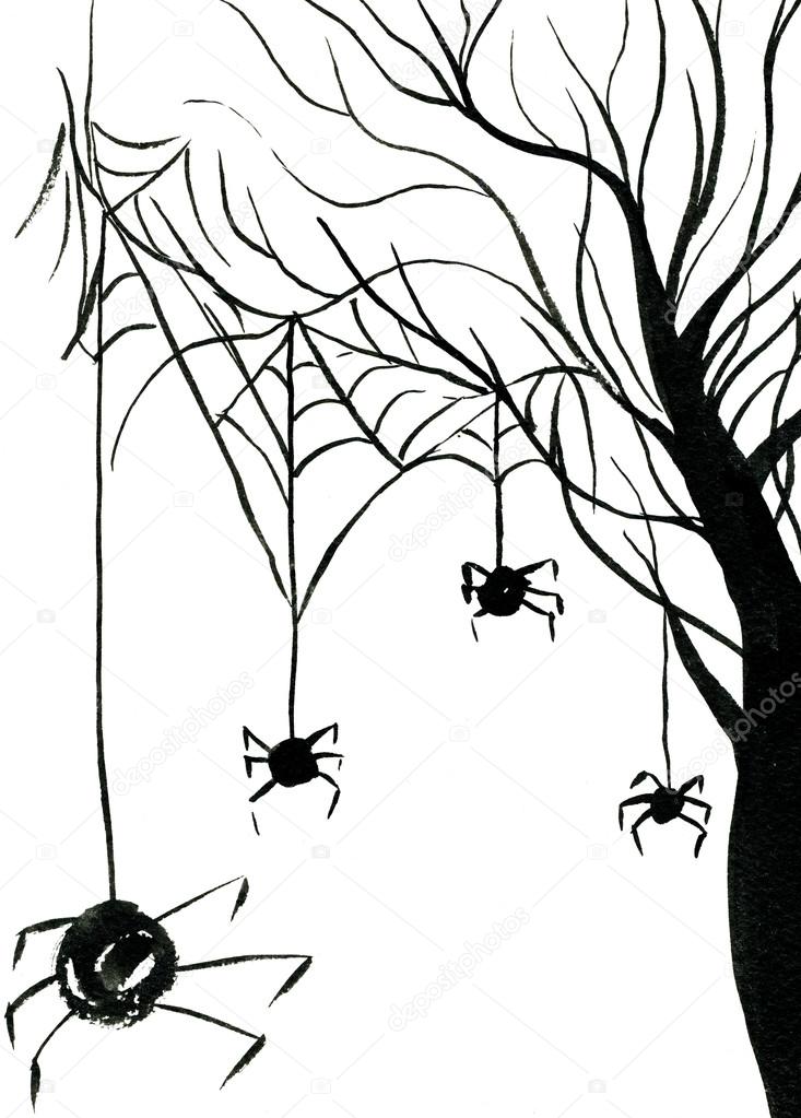 Spiders on tree — Stock Photo © Tverdohlib.com #84750204