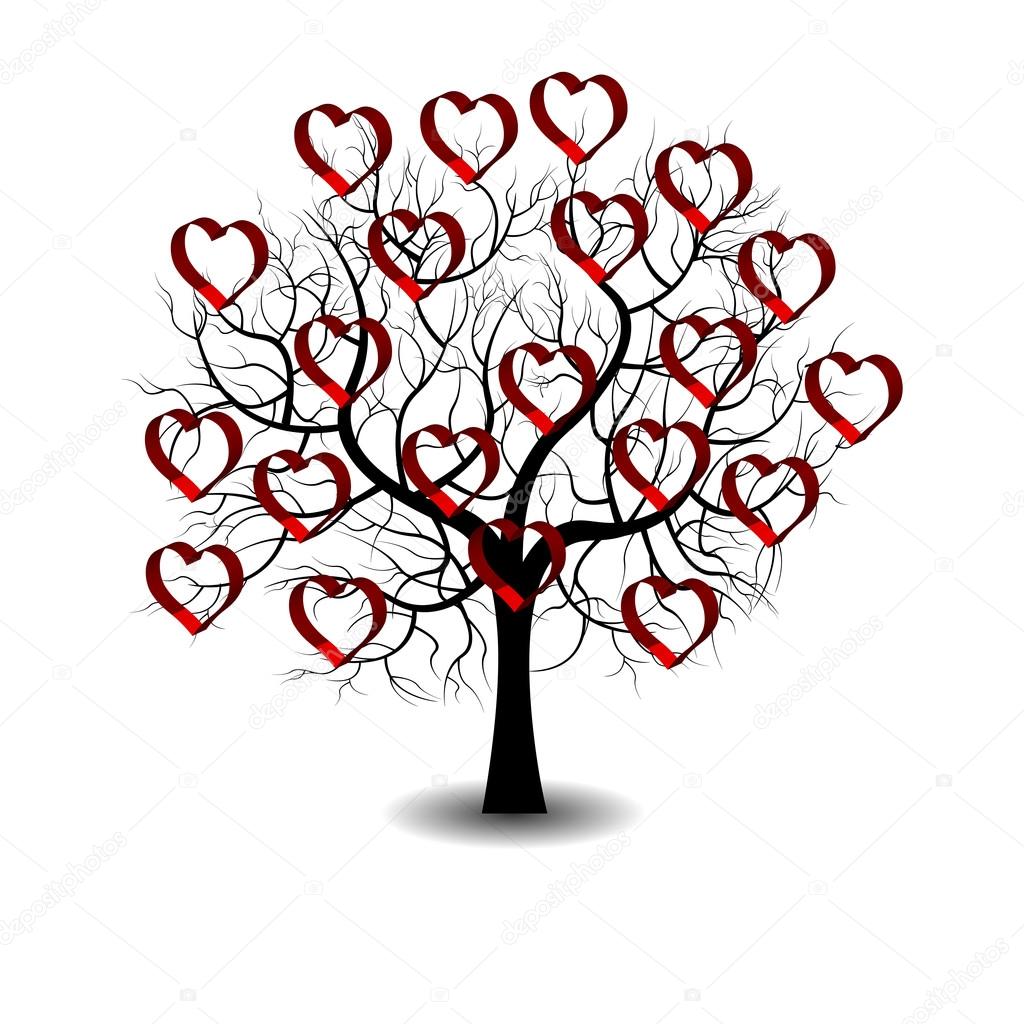 Heart silhouette on tree Stock Vector Image by ©Tverdohlib.com #97067176
