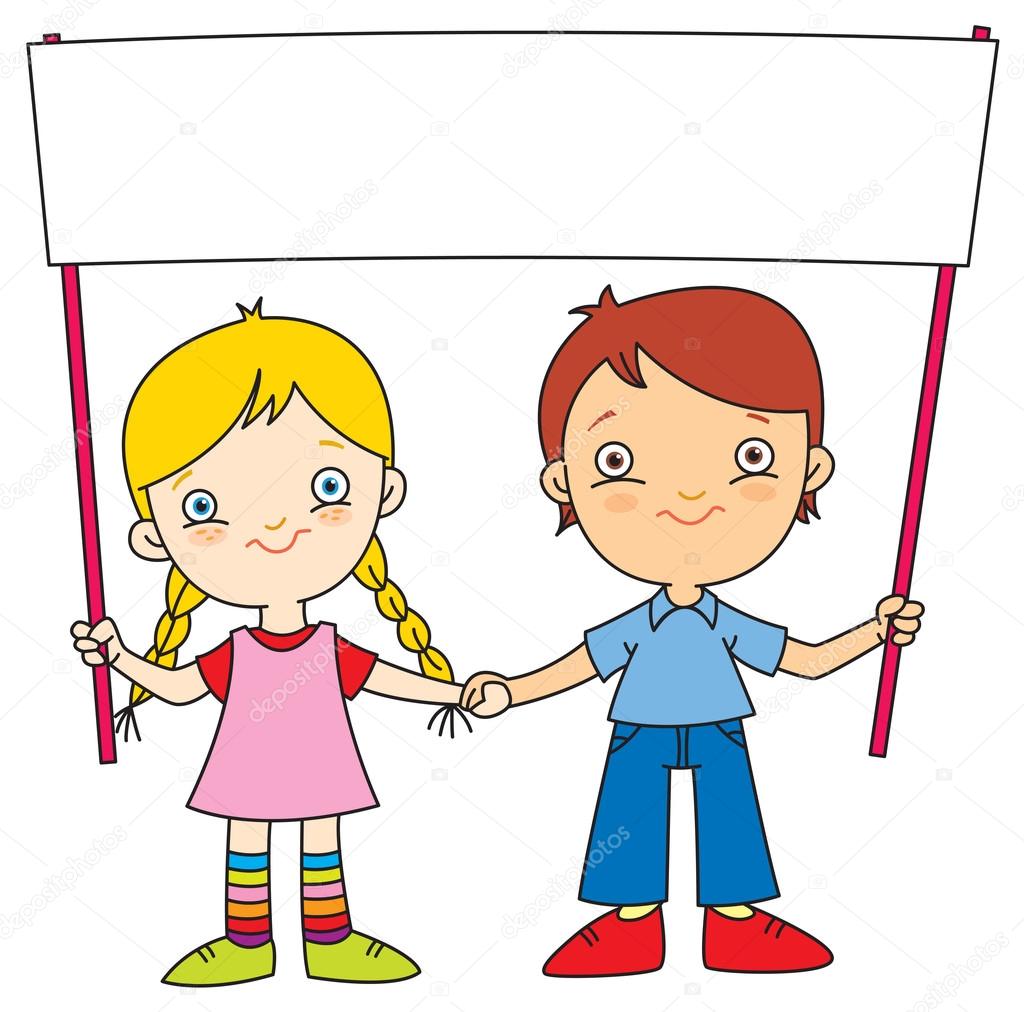 Kids with Sign — Stock Vector © klenger #113084746