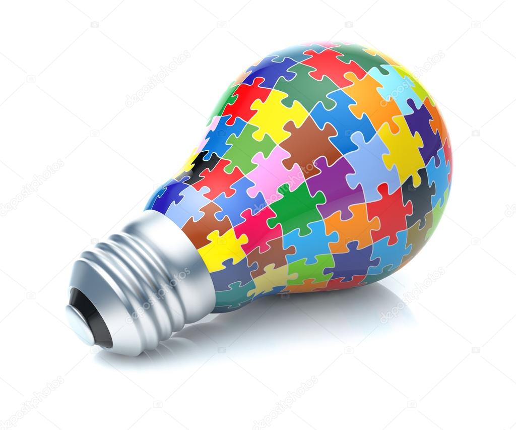 Puzzles with Light Bulb Stock Photo by ©klenger 58491807