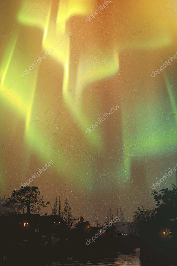 Yellow Aurora Borealis