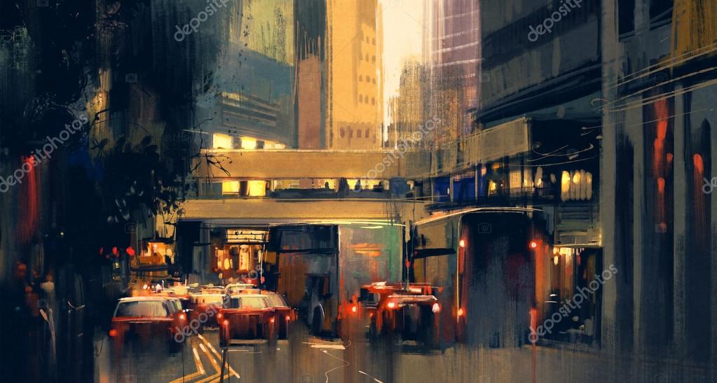 City traffic jam on the street Stock Photo by ©grandfailure 80456426