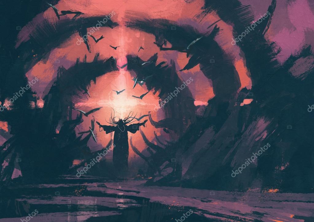 An old wizard casting a spell in the wizarding lair Stock Photo by ...