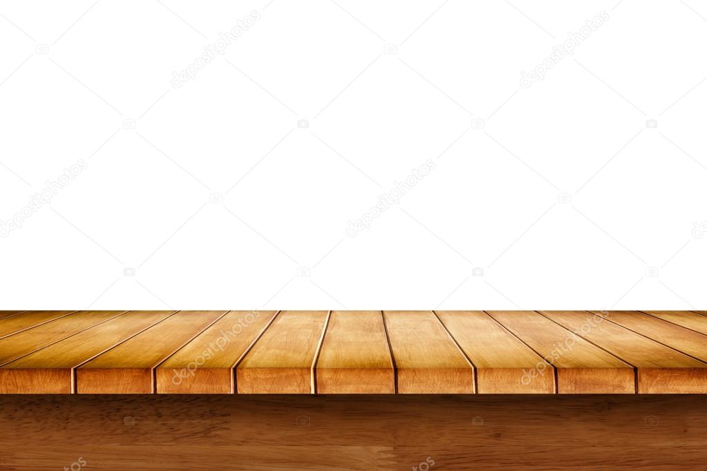 Empty top of wooden table isolated on white background. — Stock Photo ...
