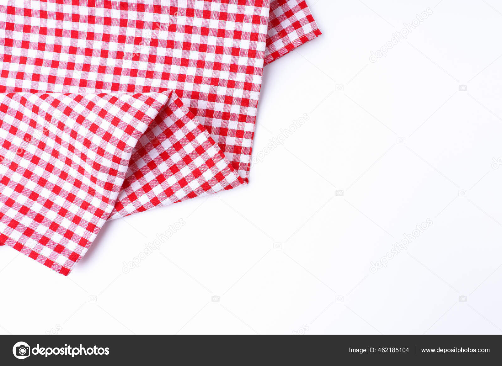 Red White Fabric Scotch Pattern White Background Top View Copy — Stock ...