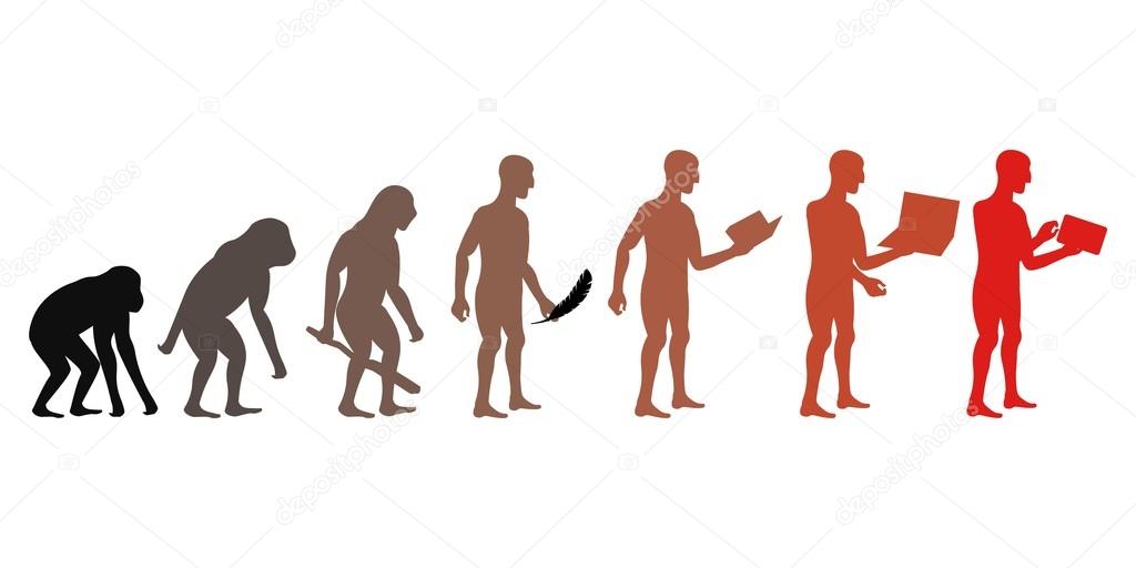 Menschliche und technische Evolution - Vektorgrafik: lizenzfreie ...