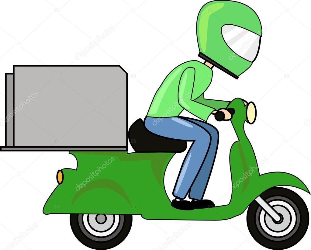 Food Delivery Man Riding Bike Fast Delivery Isolated Image — Stock