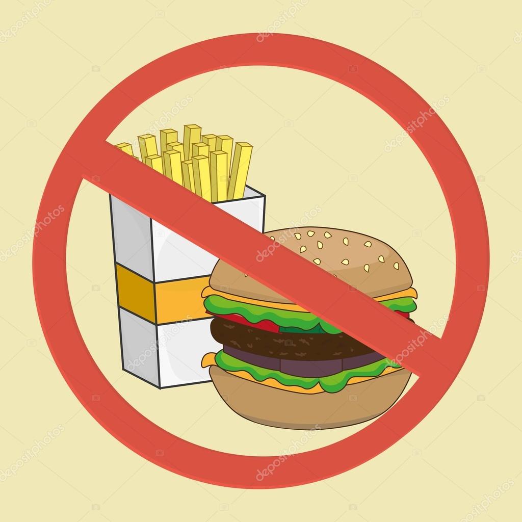 Kein Essen erlaubt Zeichen. Kein Fast Food. Stock-Vektorgrafik von ...